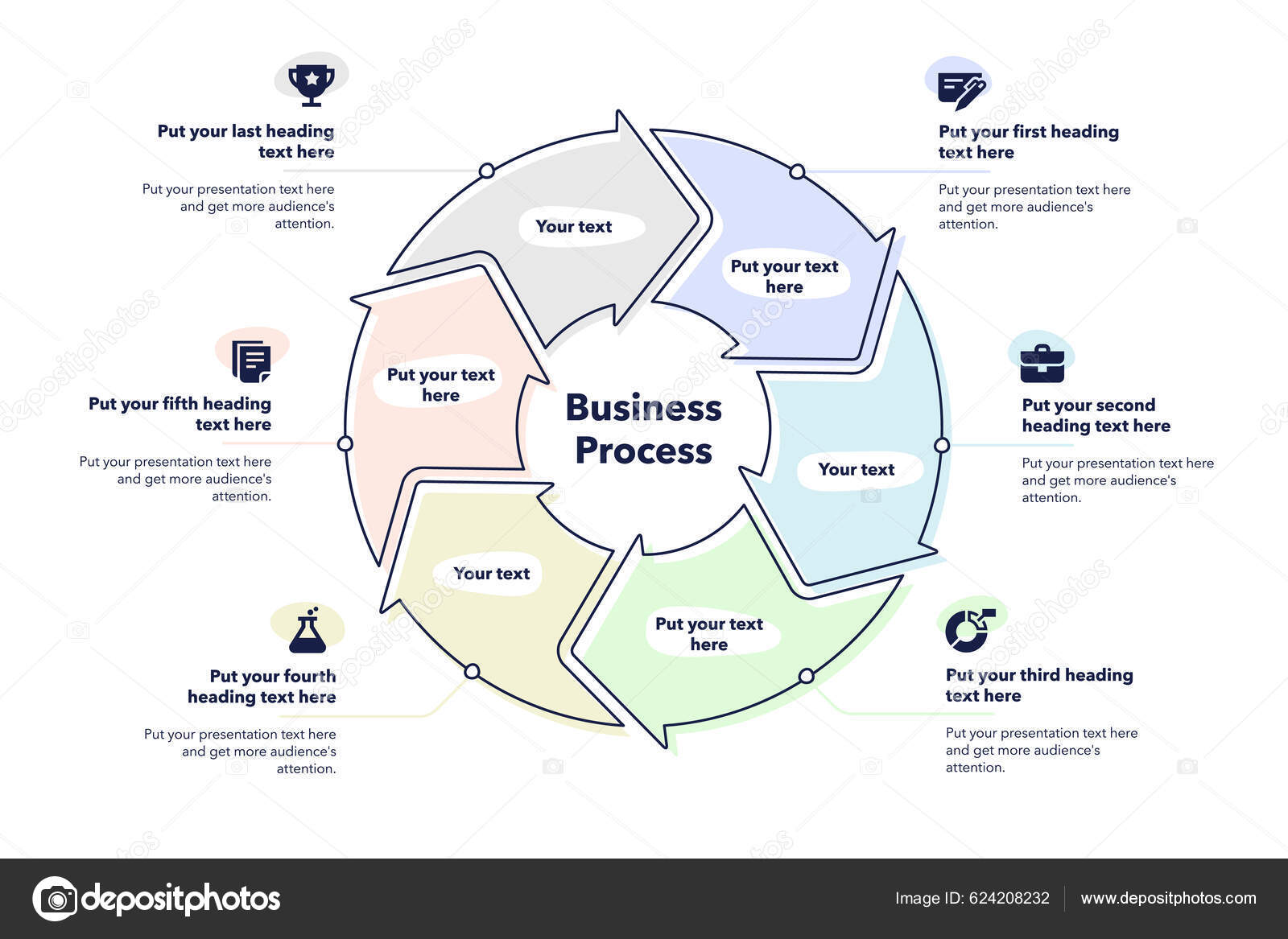 Business Process Cycle Template Six Steps Easy Use Your Website Stock ...