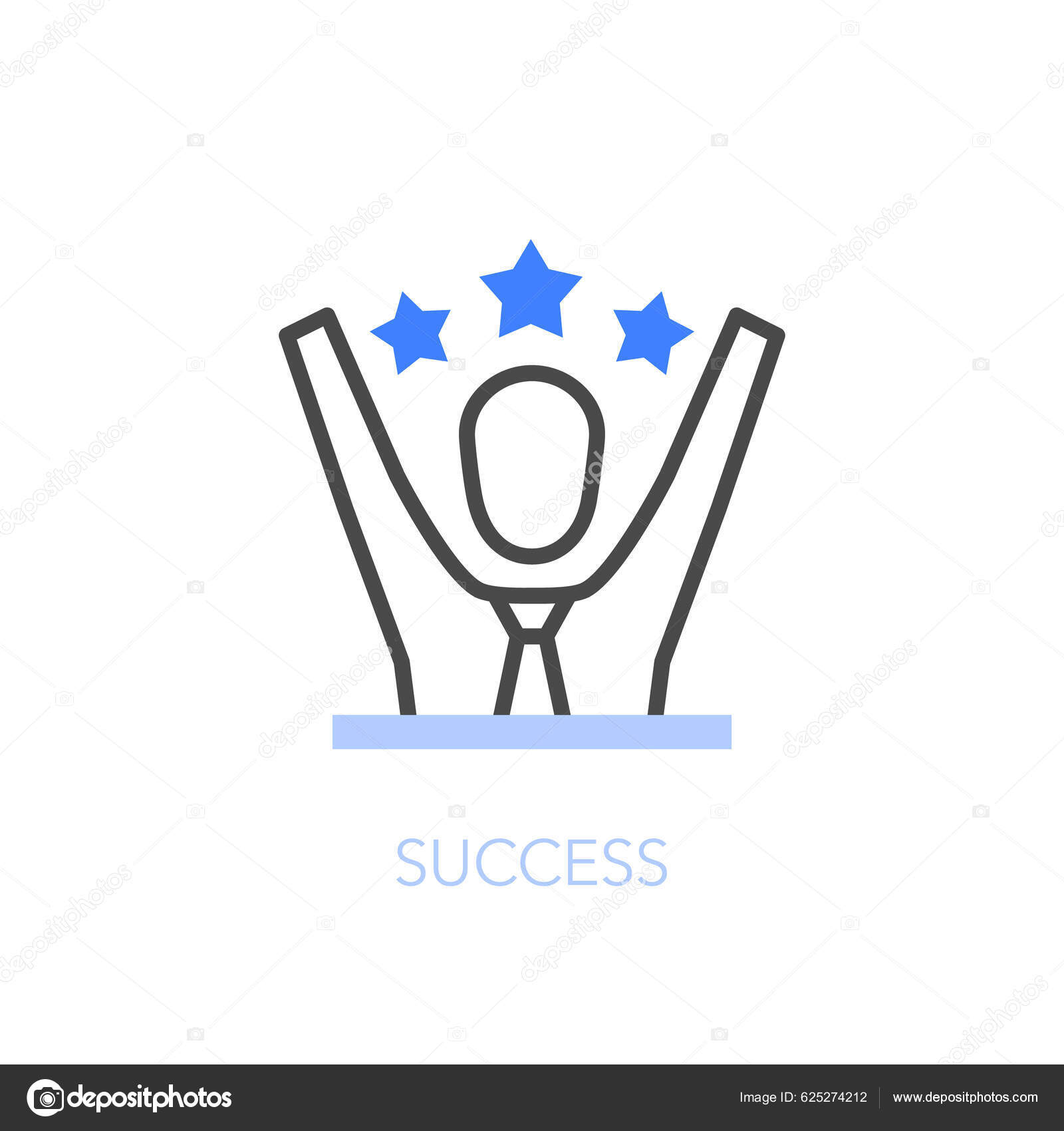 Symbole Réussite Visualisé Simple Avec Une Personne Heureuse Avec Les ...