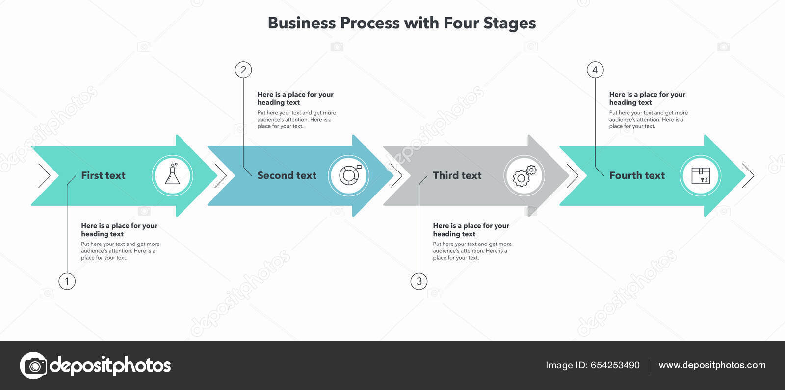 Four Stages Business Process Arrows Minimalistic Icons Simple Flat ...