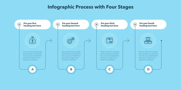 Rectangular Process Infographic Template Four Steps Blue Version Simple Chart Stock Vector by ...