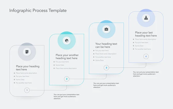 Rectangular Process Infographic Template Four Steps Blue Version Simple Chart Stock Vector by ...