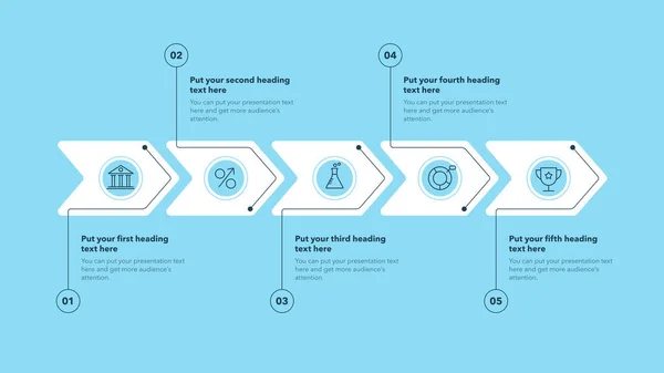 Horizontal Circular Process Template Five Steps Blue Version Simple ...