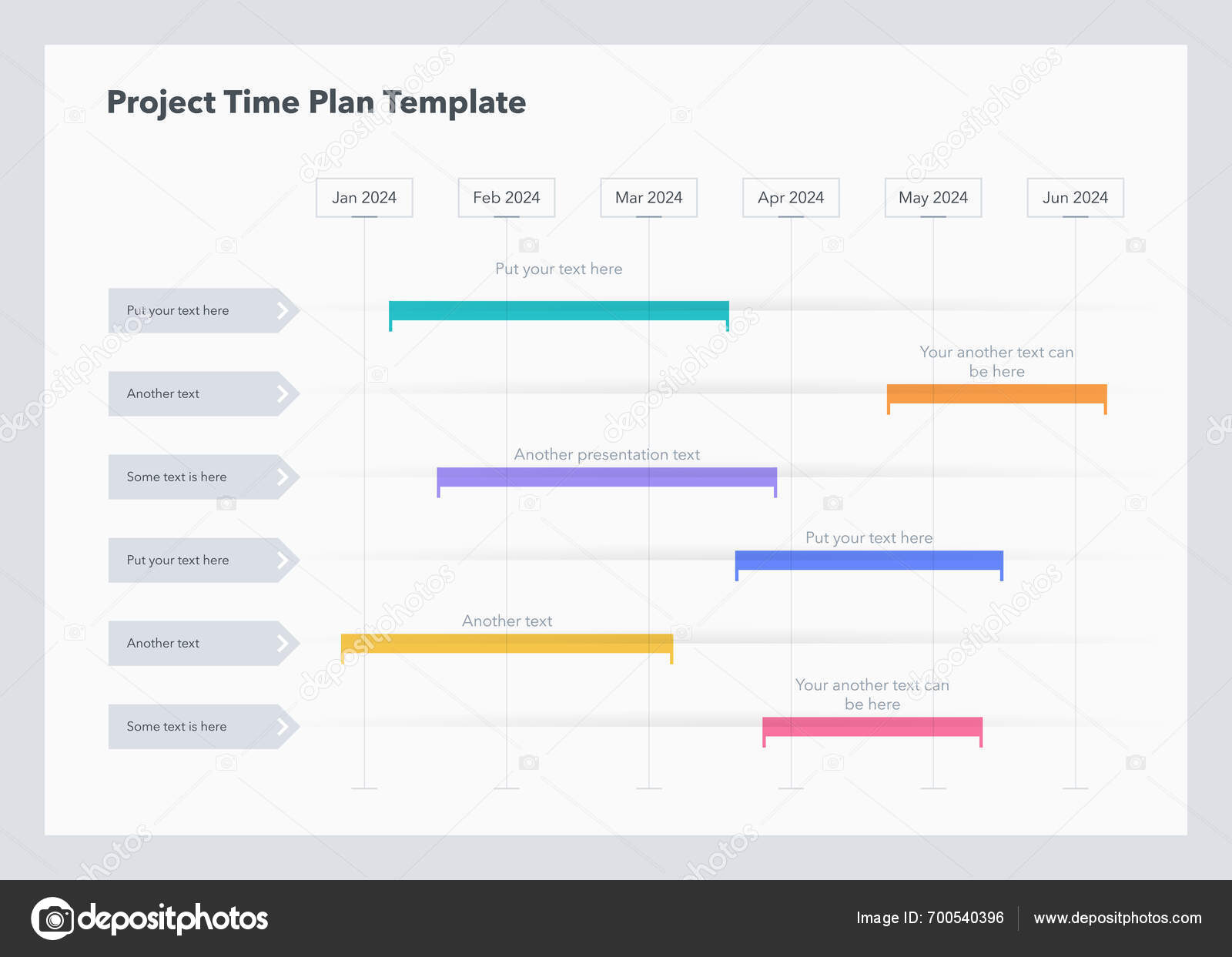 Project Time Plan Template Six Project Tasks Time Intervals Can Stock ...