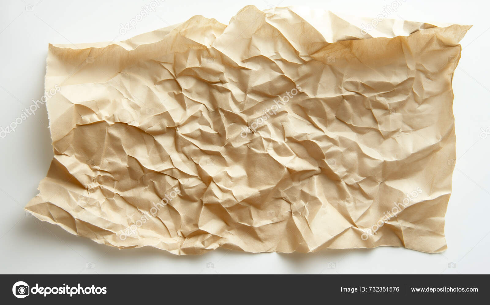 Large Sheet Crumpled Light Brown Paper Full Texture Shadows Looks ...