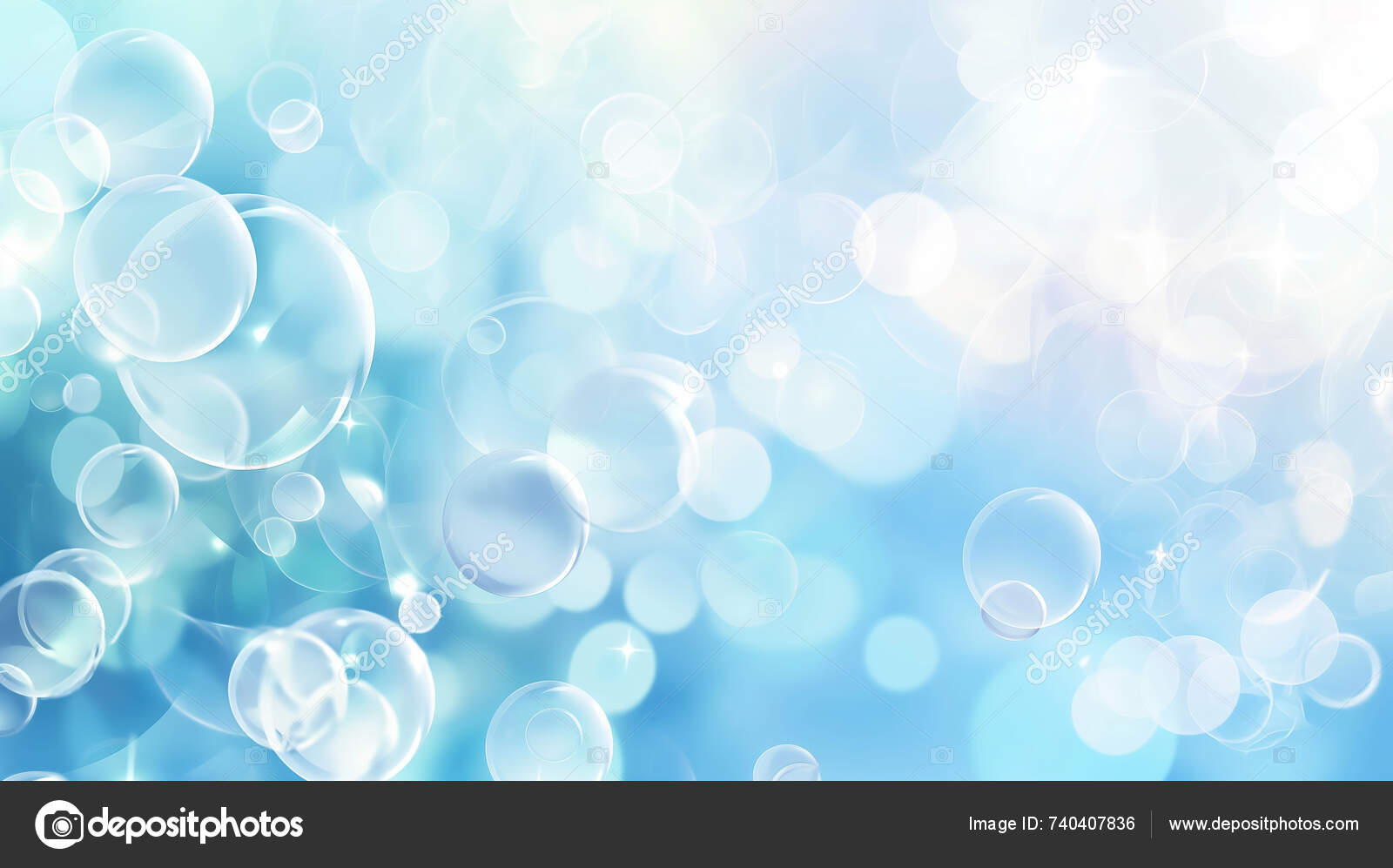 Blue Background Many Small Bubbles Bubbles Scattered Throughout ...