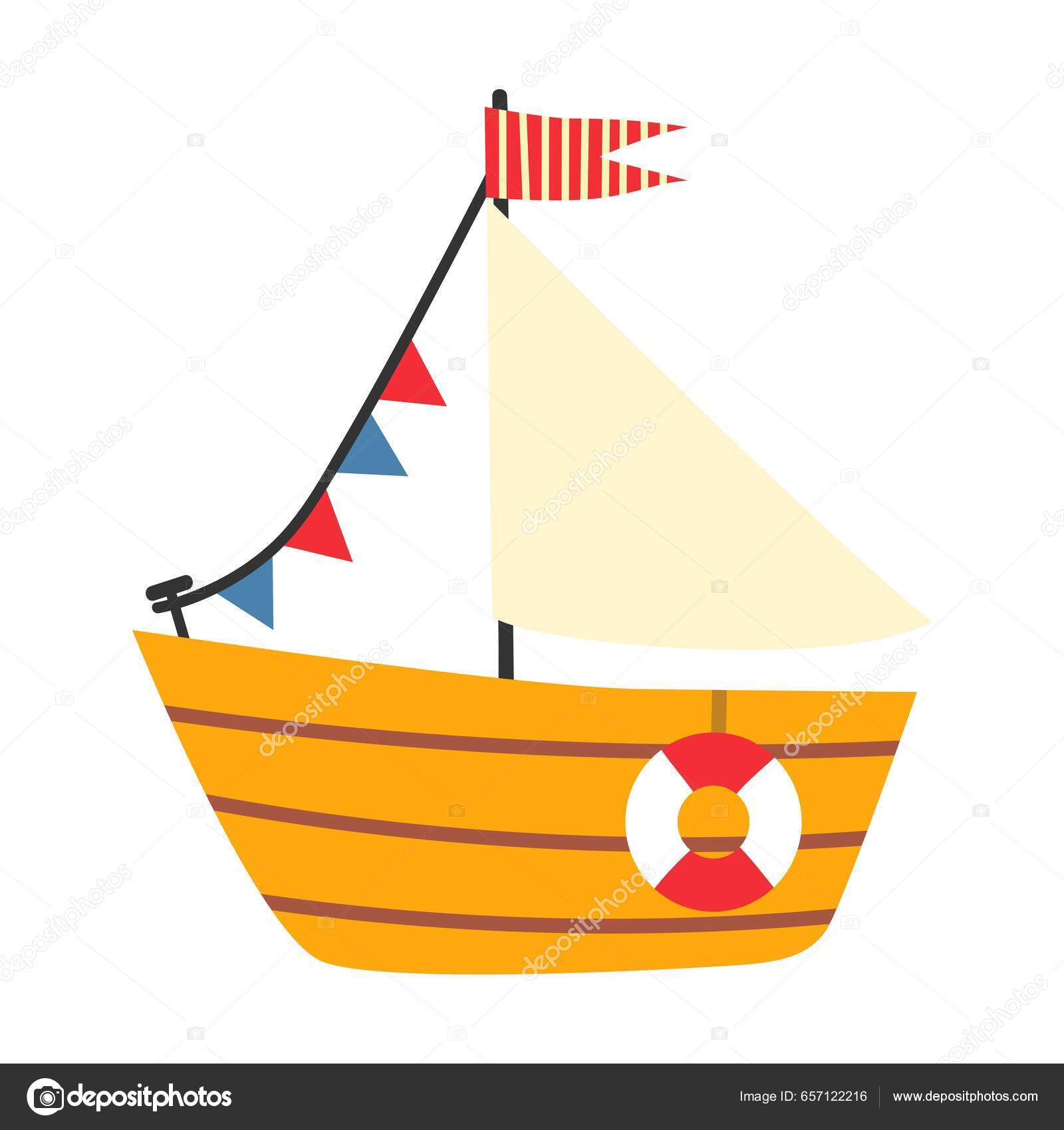 Boat Vector Illustration Small Ships Cute Flat Design Stock Vector by ...