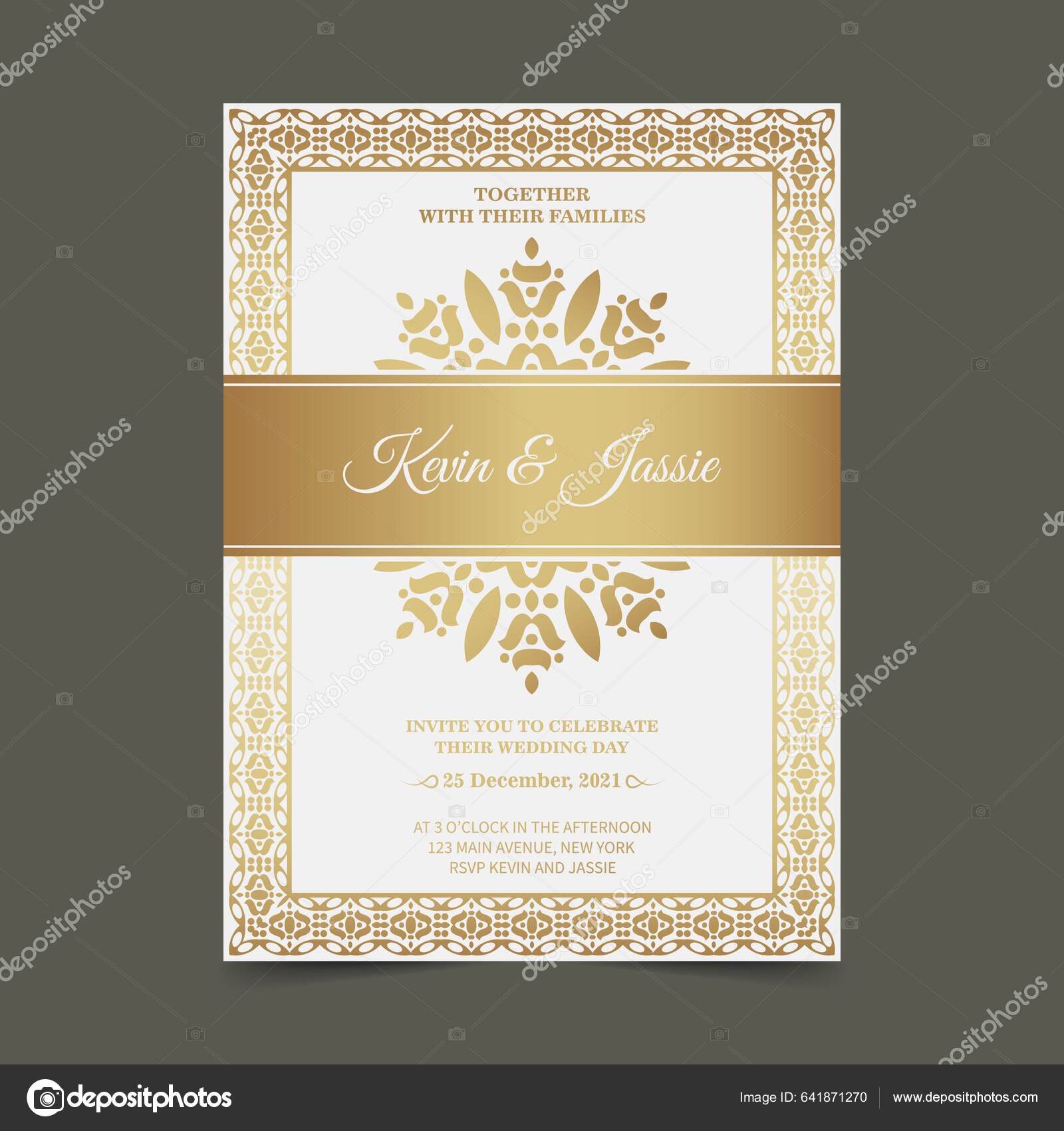 Gold Invitation Background Style Ornamental Pattern Stock Vector by ...