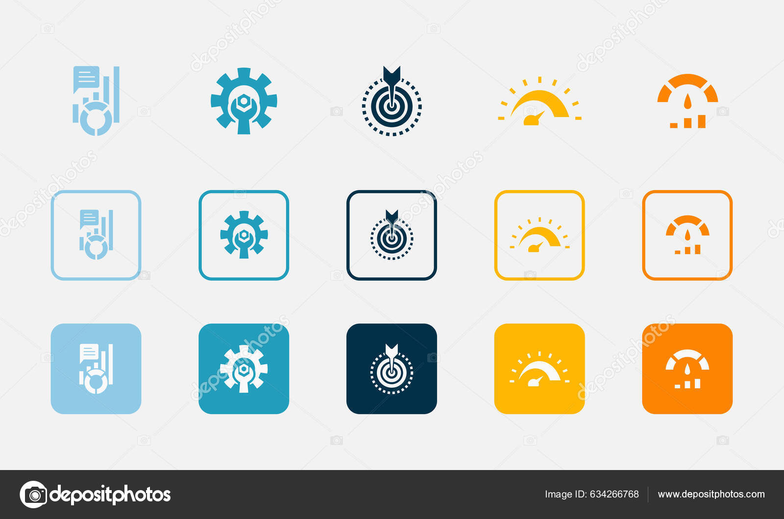 Kpi Optimization Objective Measurement Performance Icons Infographic ...