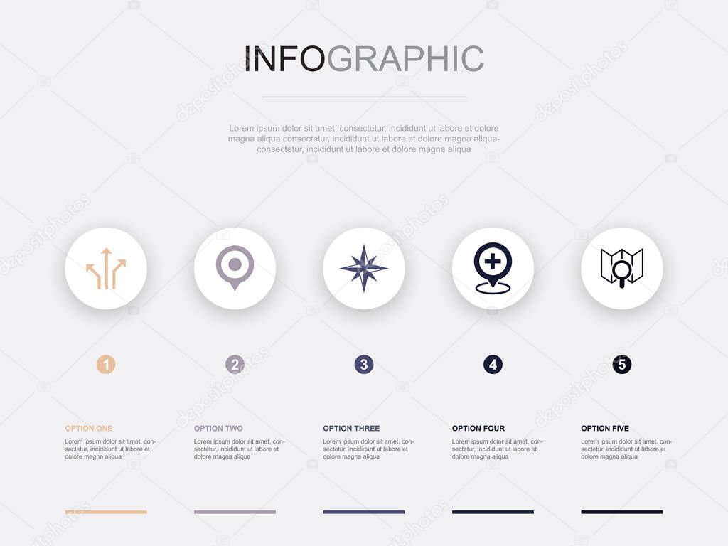 direction, destination, wind rose, placement, map search, icons ...