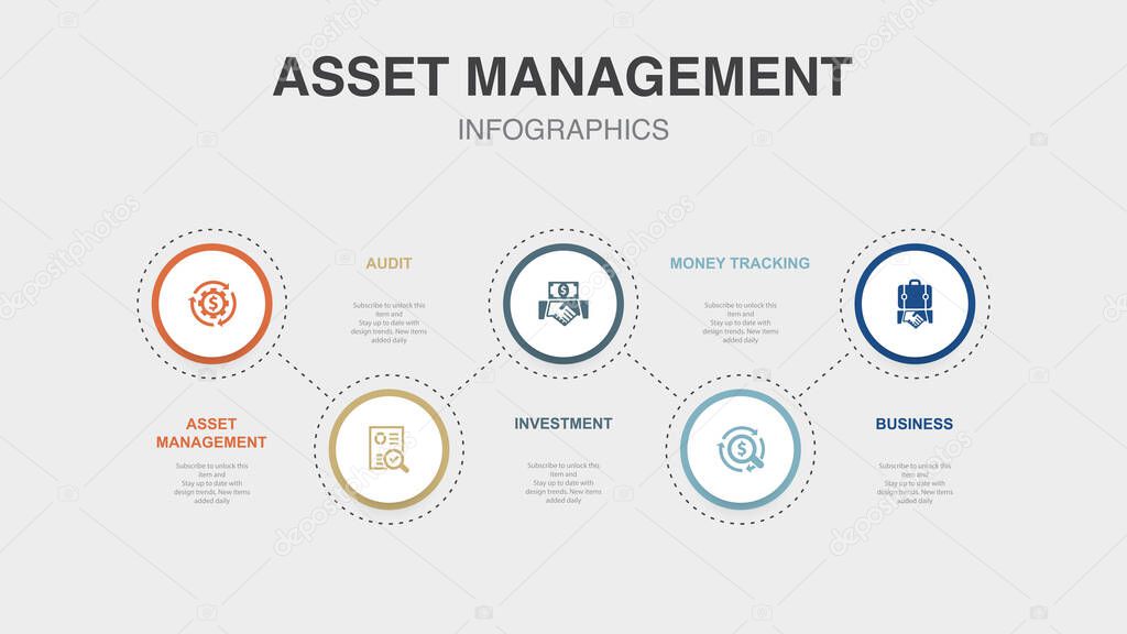 asset management, audit, investment, money tracking, business, icons ...
