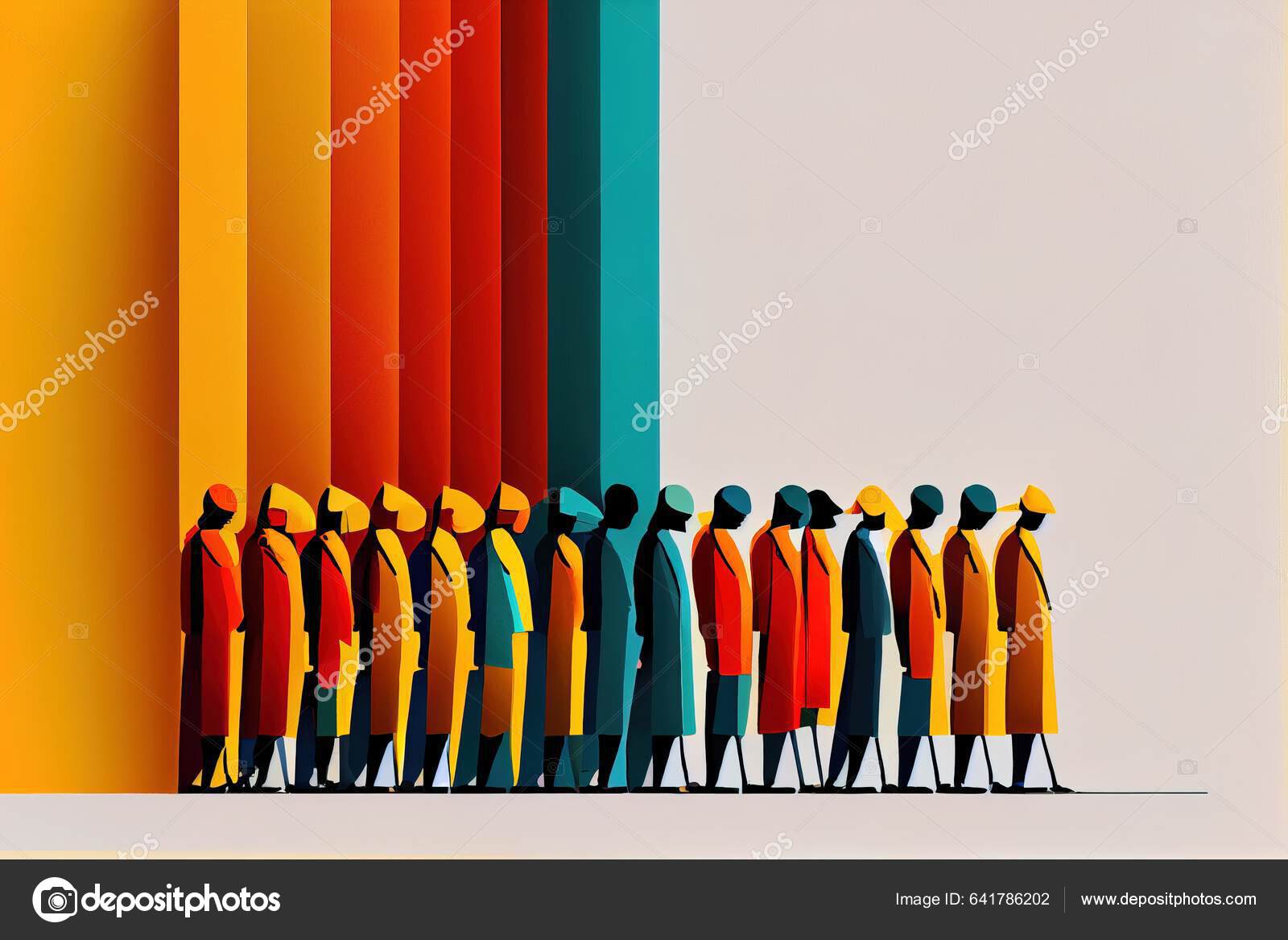 Group People Standing Front Rainbow Colored Wall White Background Syd ...