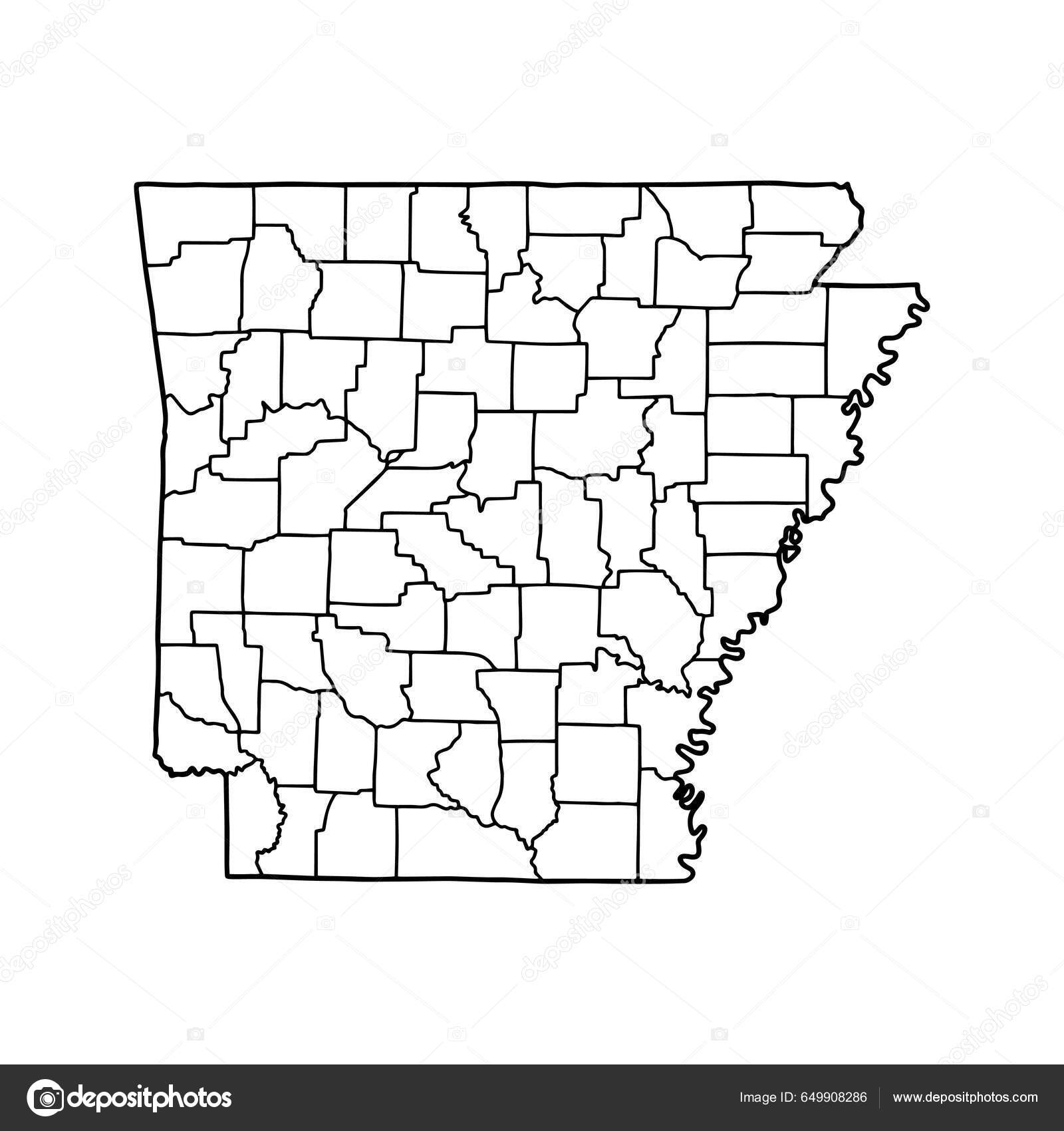 Outline Map Arkansas White Background Usa State Vector Map Contour ...