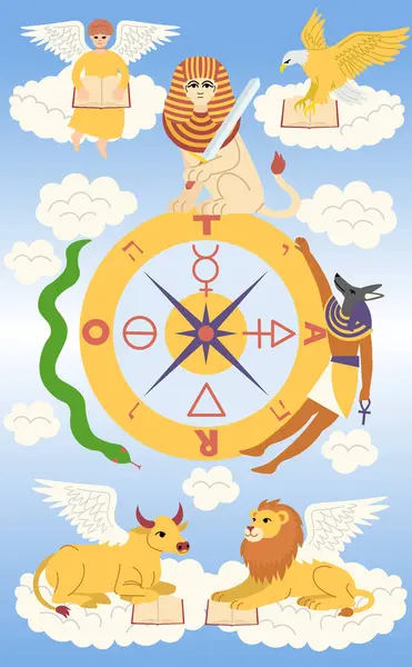 Major Arcana Tarot Card Design Hand Drawn Cartoon Linear Flat Stock Vector by ©Yucalora 714377422