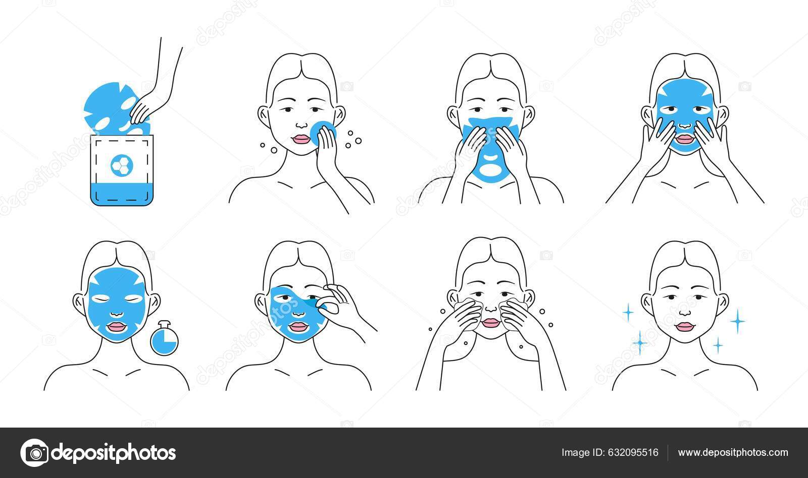 Facial Mask Sheet Applying Icon Vector Face Skincare Treatment Spa ...