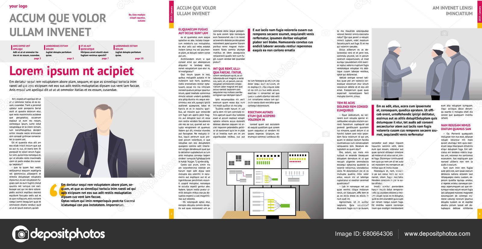 Print Magazine Journal Tabloid Publication Annual Report Mockup Pink ...