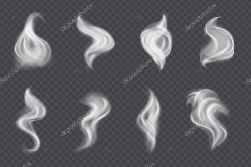 Colección de vectores de humo, aislados sobre fondo transparente ...