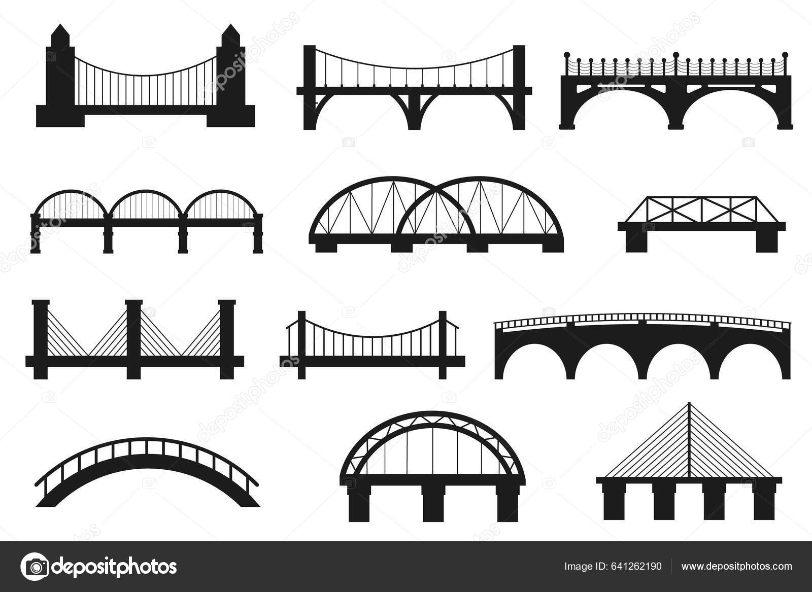 Bridge Arch Icons Symbols Bridge Vector Icon Set Stock Vector by ...