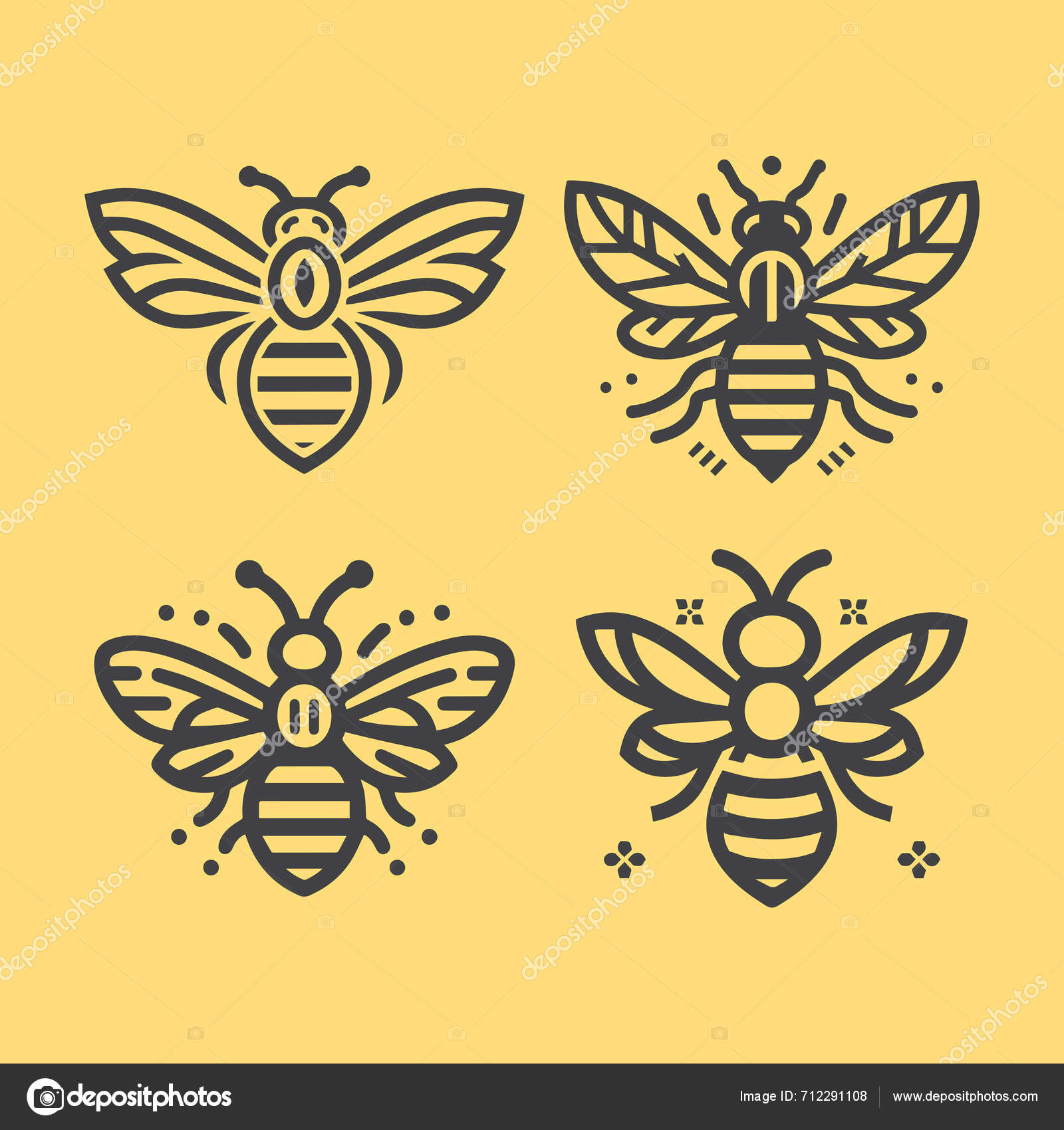 Logo Abeja Línea Monocromática Diseño Arte Vector de stock por ©jhoe ...