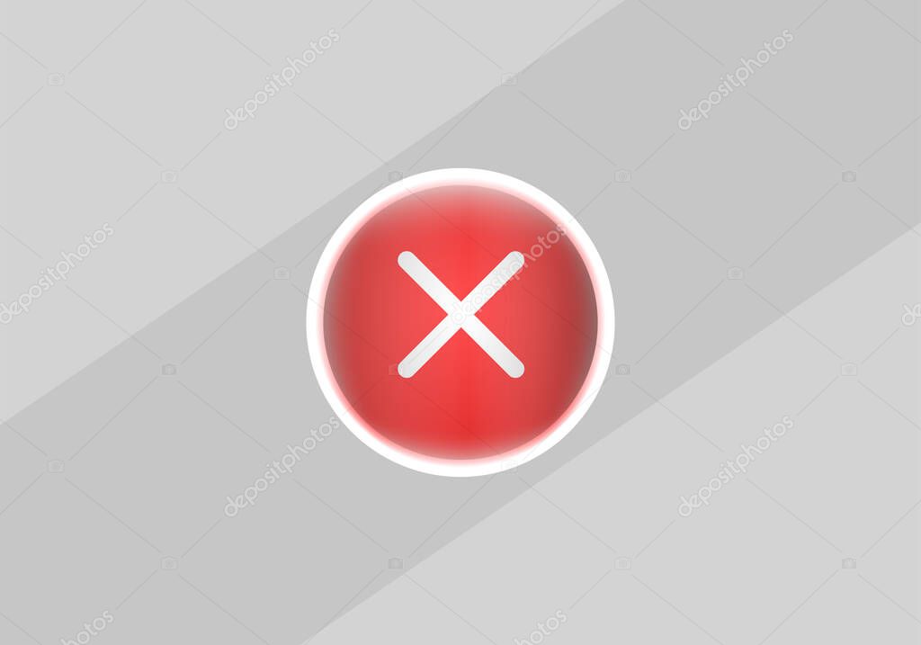 3d check wrong alert icon on white background. negative check list ...