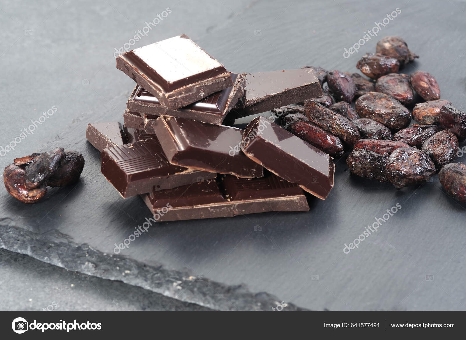 Broken Dark Chocolate Cocoa Beans Table Stock Photo by ©Picmax13 641577494