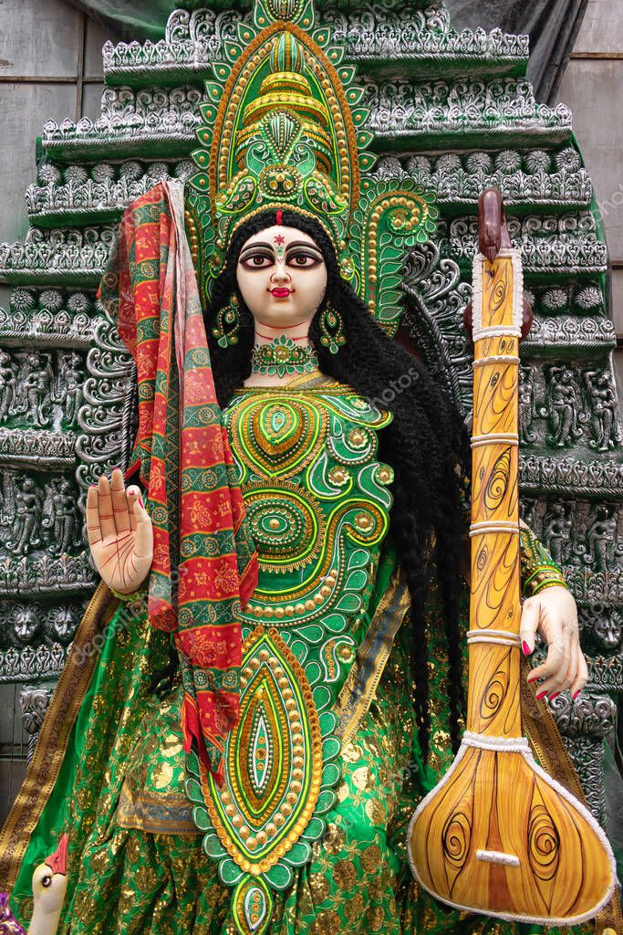 Goddess Saraswati idol is under preparation for upcoming Saraswati Puja ...