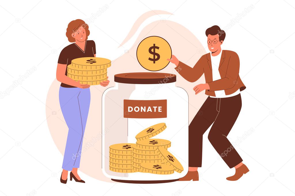 Concepto de ilustraci n de la financiaci n de la donaci n de caridad. Ilustraci n para sitios ...