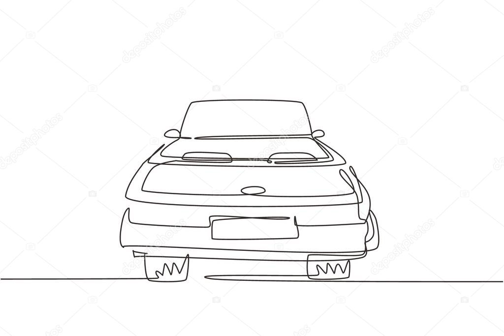Continuo dibujo de una línea vintage convertible icono de la línea de ... Continuo dibujo de una línea vintage convertible icono de la línea de ...