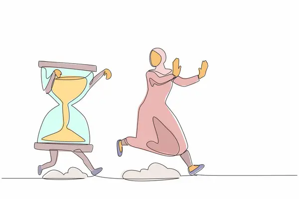 Single One Line Drawing Scared Businesswoman Being Chased Alarm Clock ...