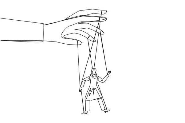 Continuous One Line Drawing Arab Businessman Standing Tied Rope Held ...