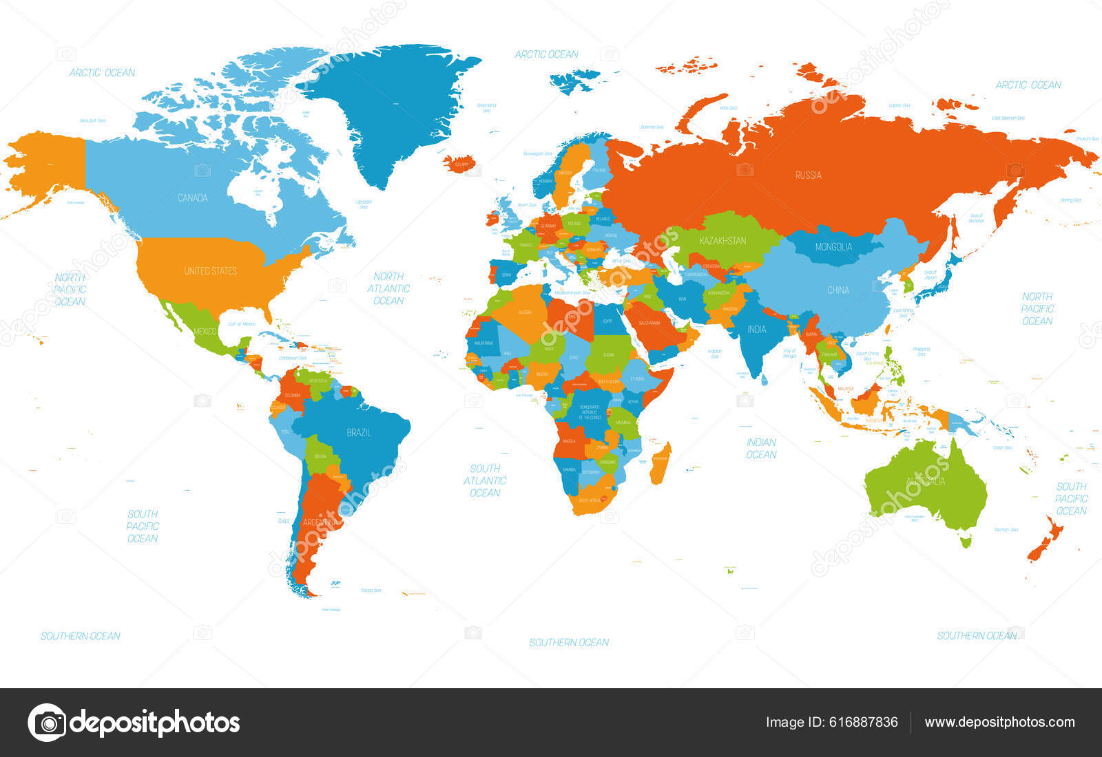 Mapa Mundo Mapa Político Detalhado Alto Mundo Com Etiquetagem Dos vetor ...