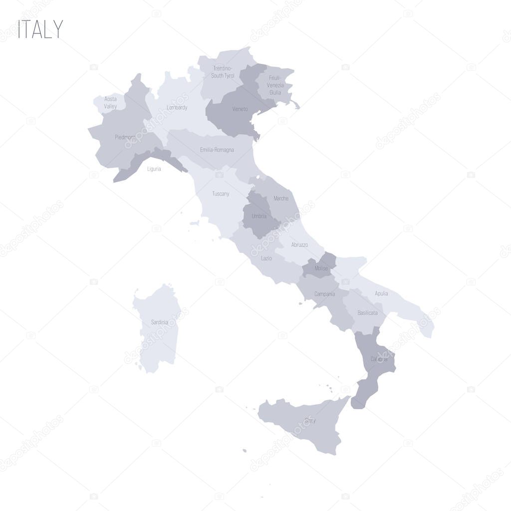Italy political map of administrative divisions - regions. Grey vector ...