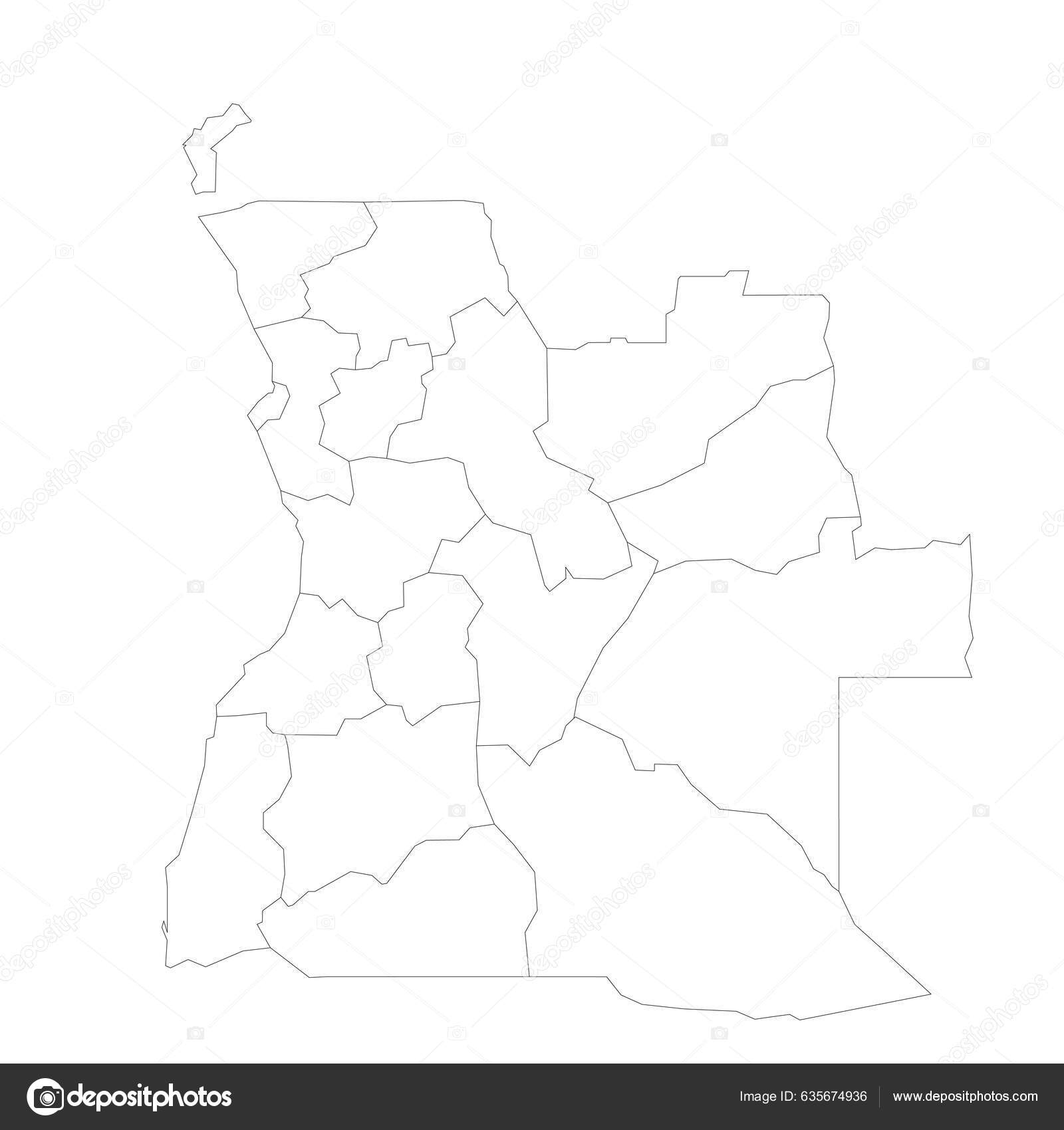 Angola Political Map Administrative Divisions Provinces Blank Outline ...