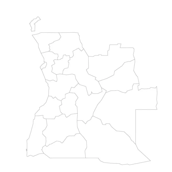 Angola political map of administrative divisions - provinces. Blank outline map. Solid thin ...