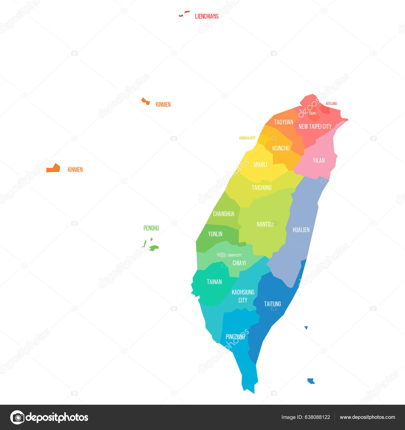 Taiwan Political Map Administrative Divisions Provinces Special ...