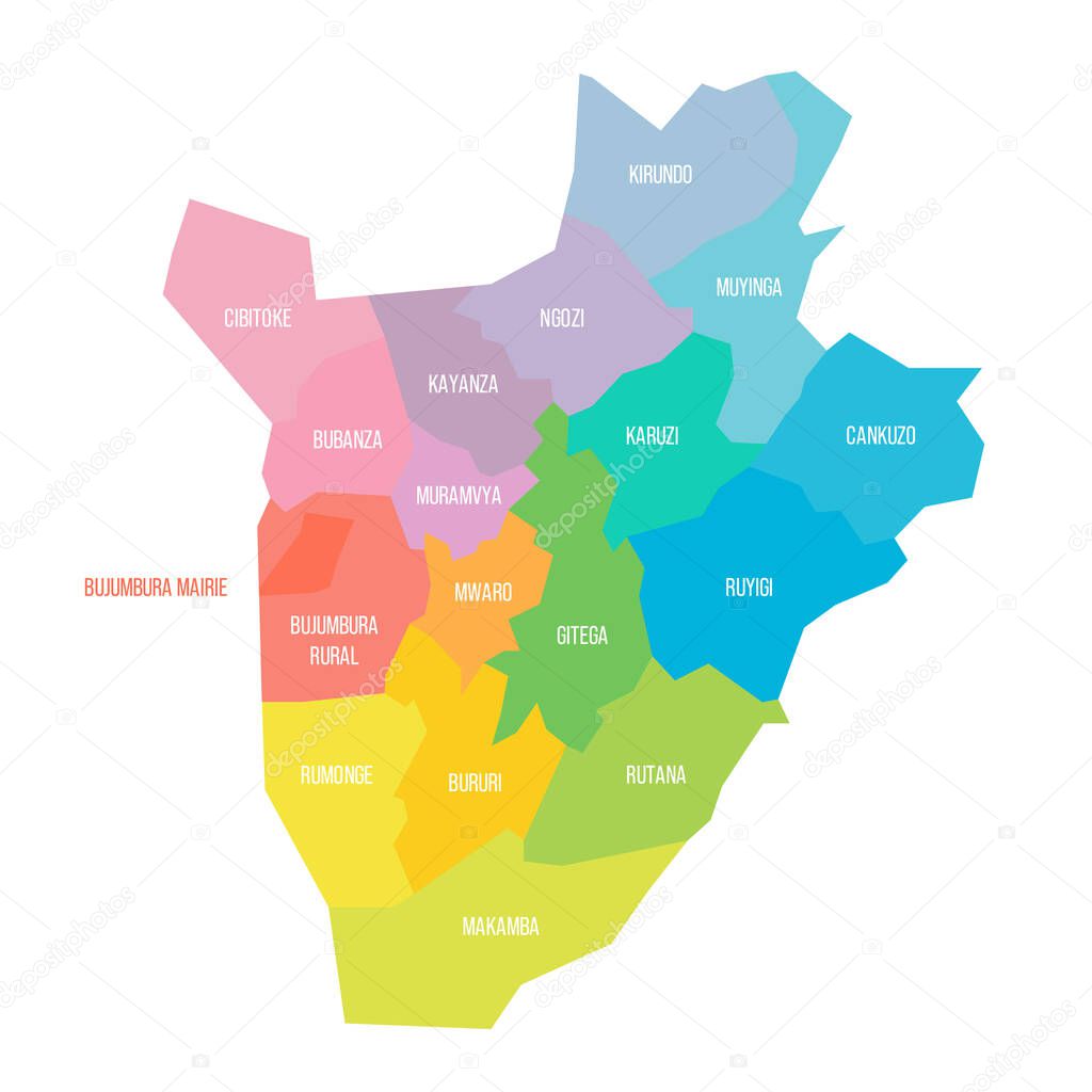 Burundi political map of administrative divisions - provinces. Colorful ...