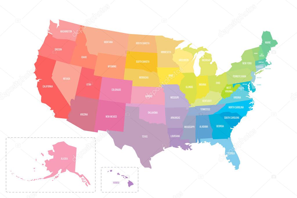 United States of America political map of administrative divisions ...