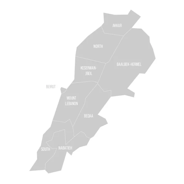 Lebanon political map of administrative divisions - governorates. Solid ...