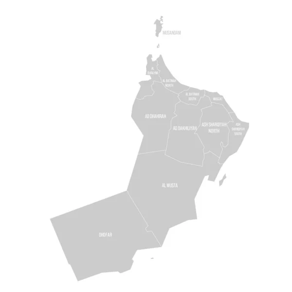 Oman political map of administrative divisions - governorates. Solid ...