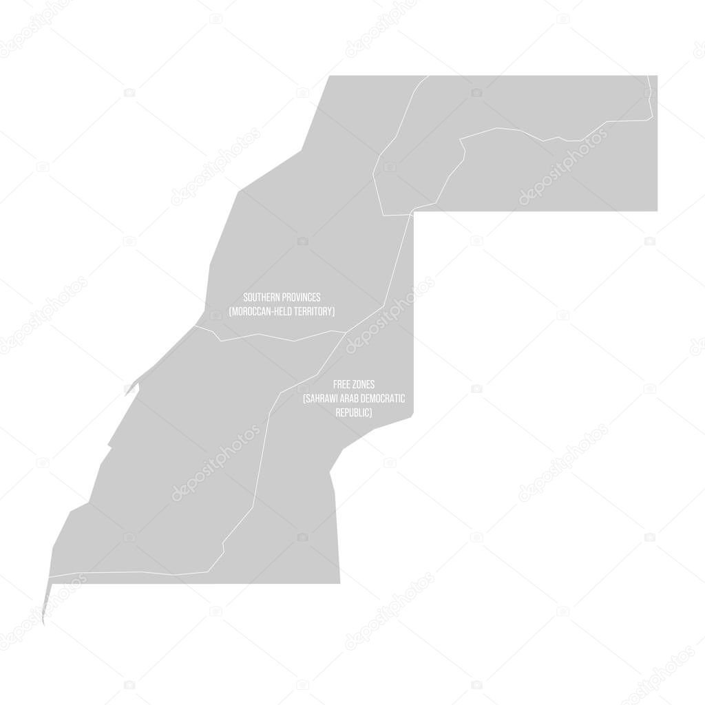 Western map of land divided between Morocco and Sahrawi Arab Democratic ...