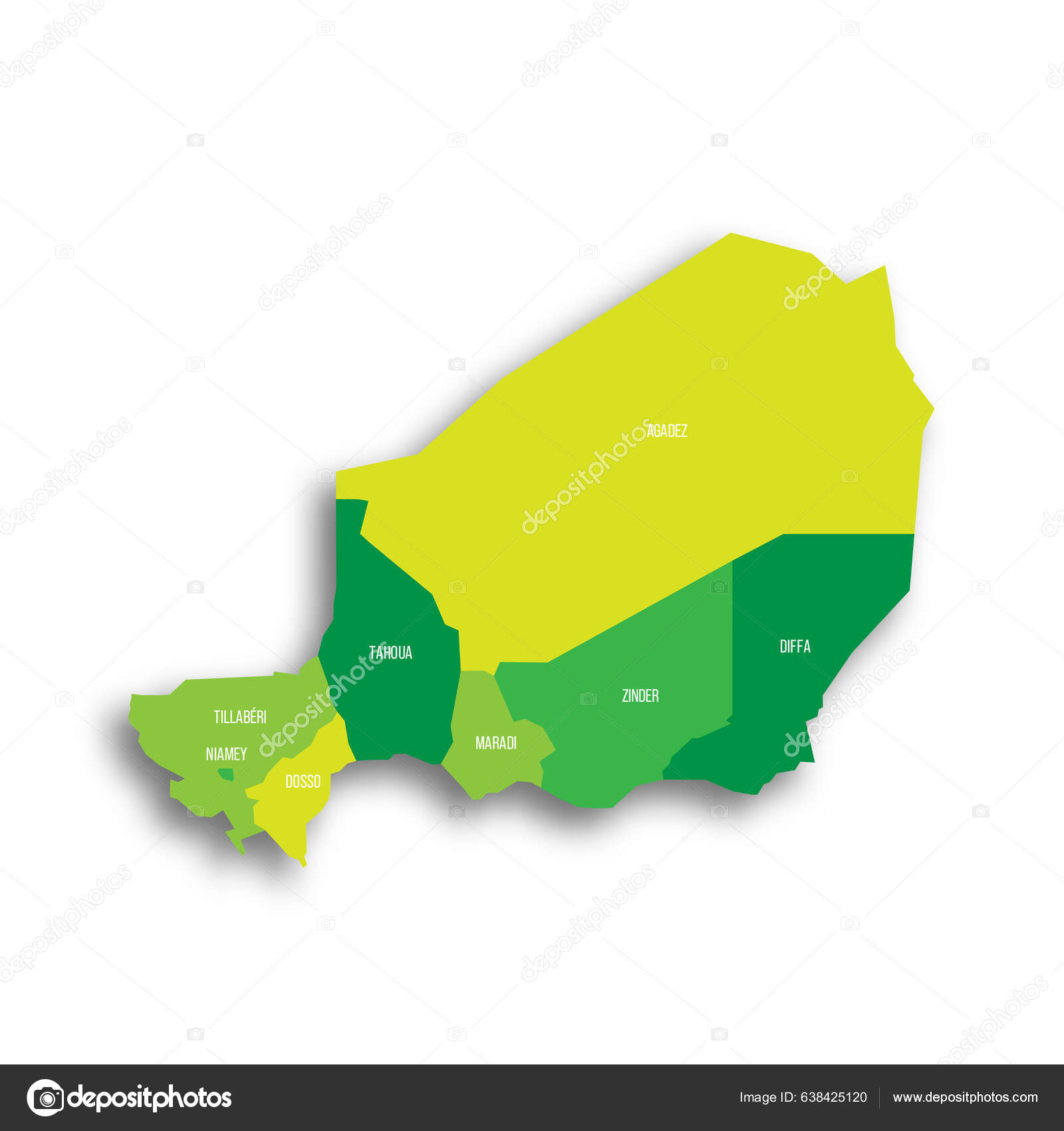 Niger Political Map Administrative Divisions Regions Capital City ...