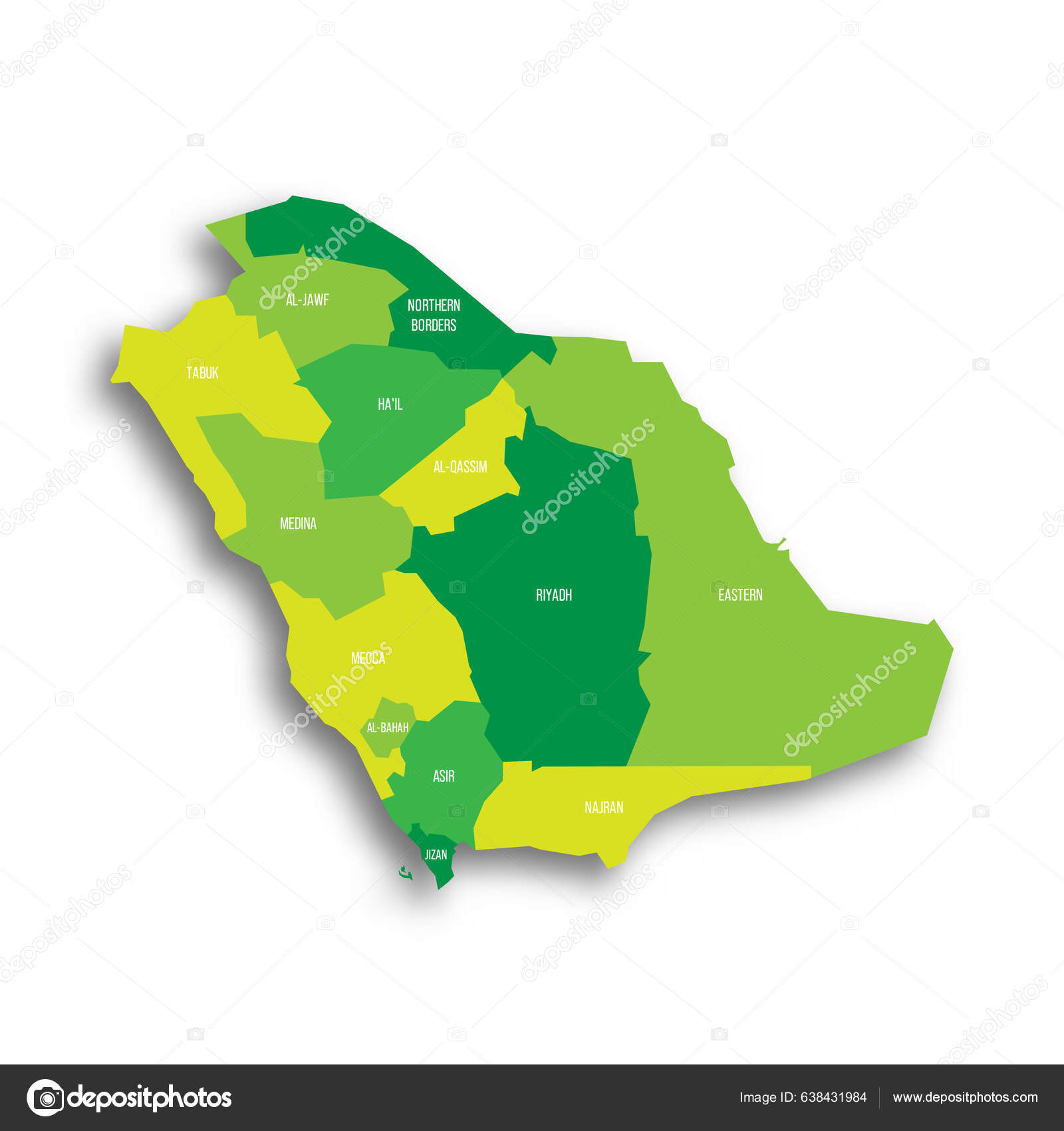 Saudi Arabia Political Map Administrative Divisions Provinces Regions ...