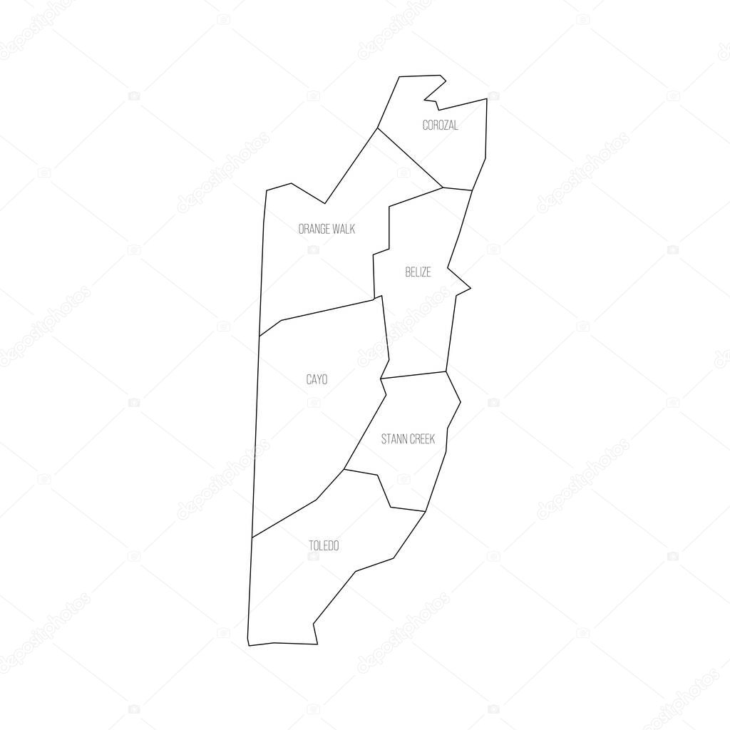 Belice mapa pol tico de las divisiones administrativas - distritos ...