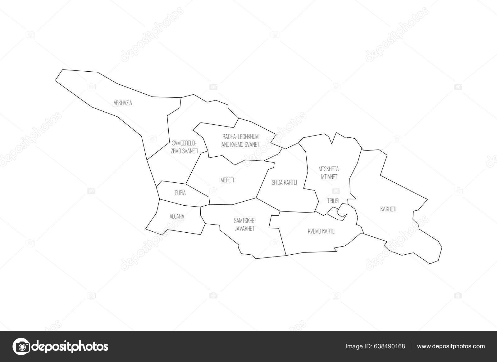 Georgia Political Map Administrative Divisions Regions Autonomous ...