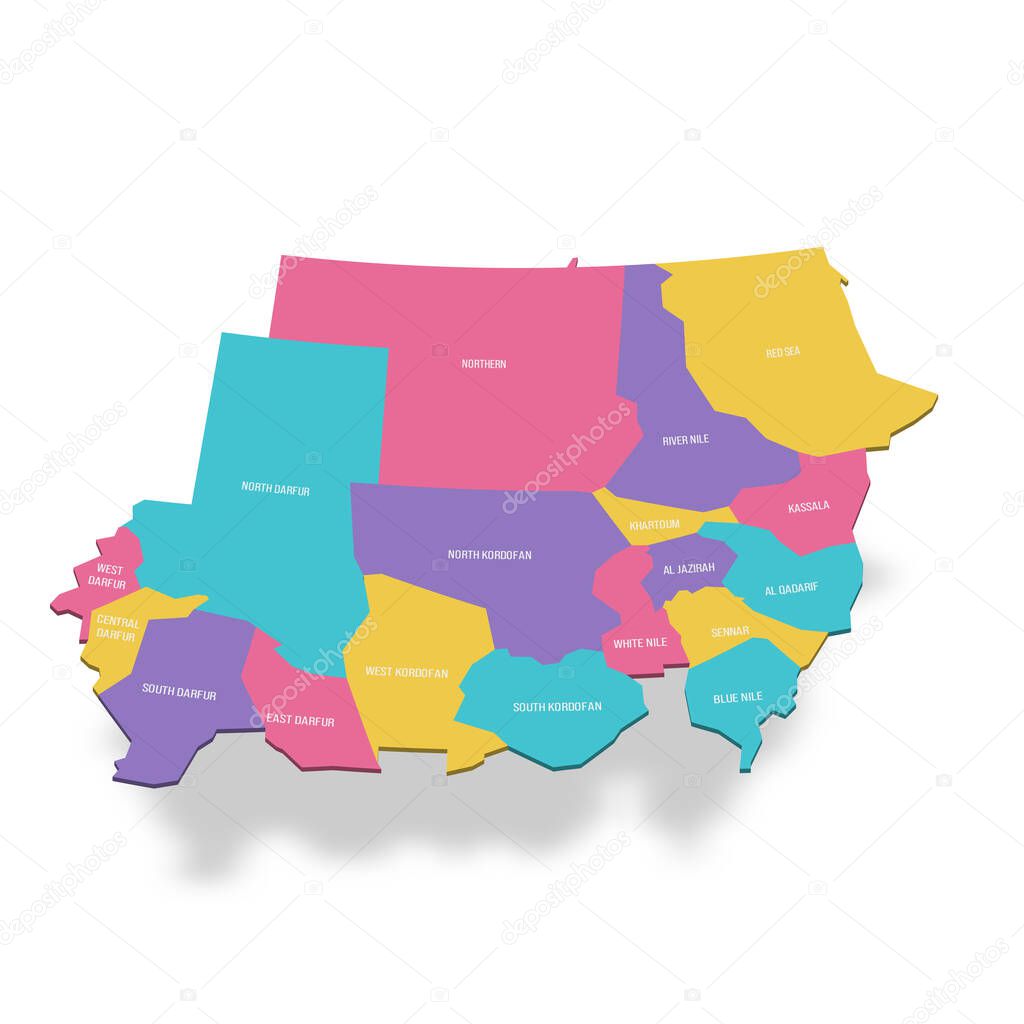 Sud n mapa pol tico de las divisiones administrativas - Estados. Mapa ...