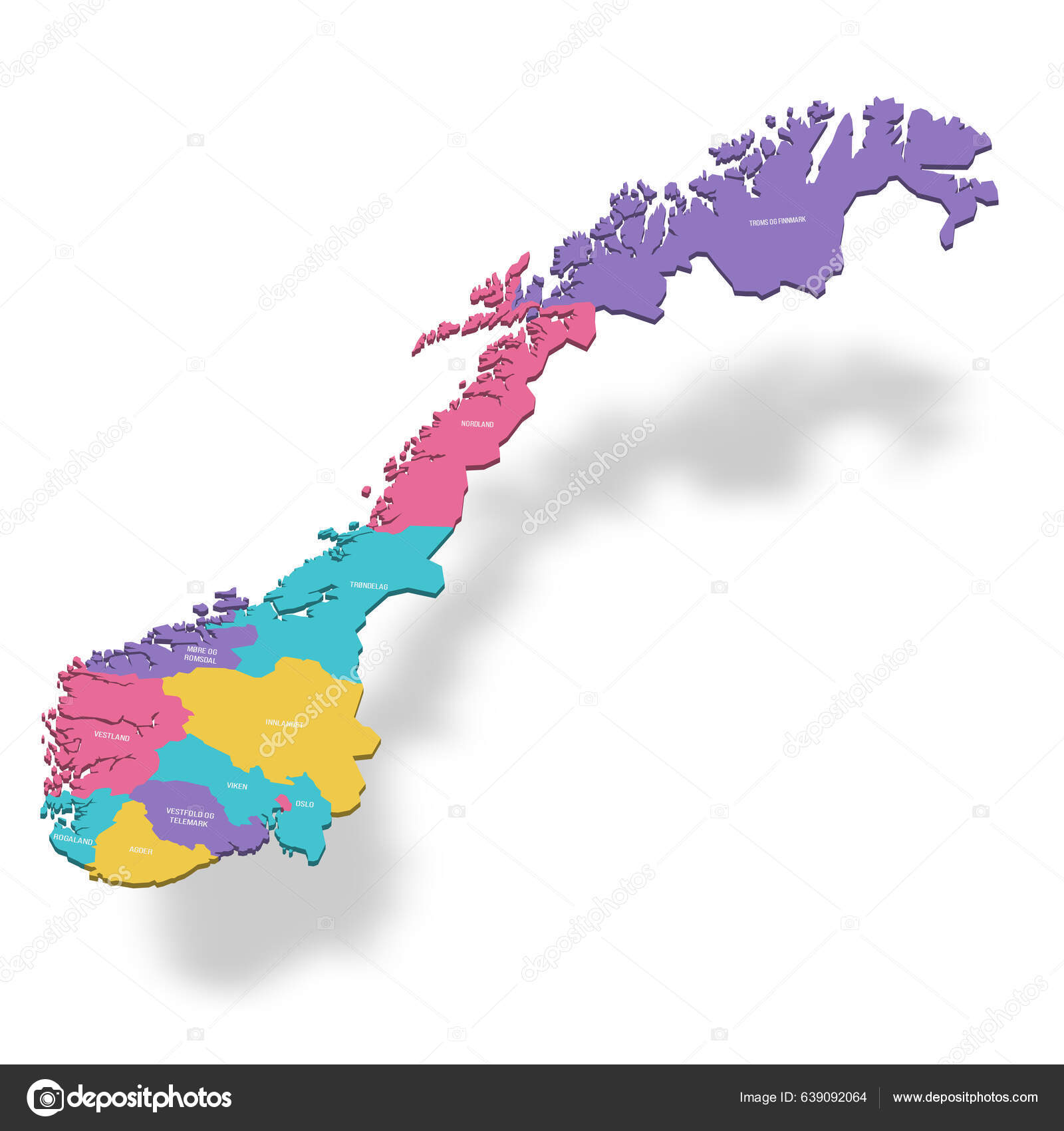 Noruega Mapa Político Las Divisiones Administrativas Condados Ciudad ...