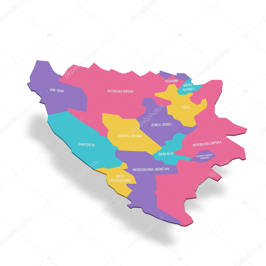 Bosnia Y Herzegovina Mapa Político De Las Divisiones Administrativas