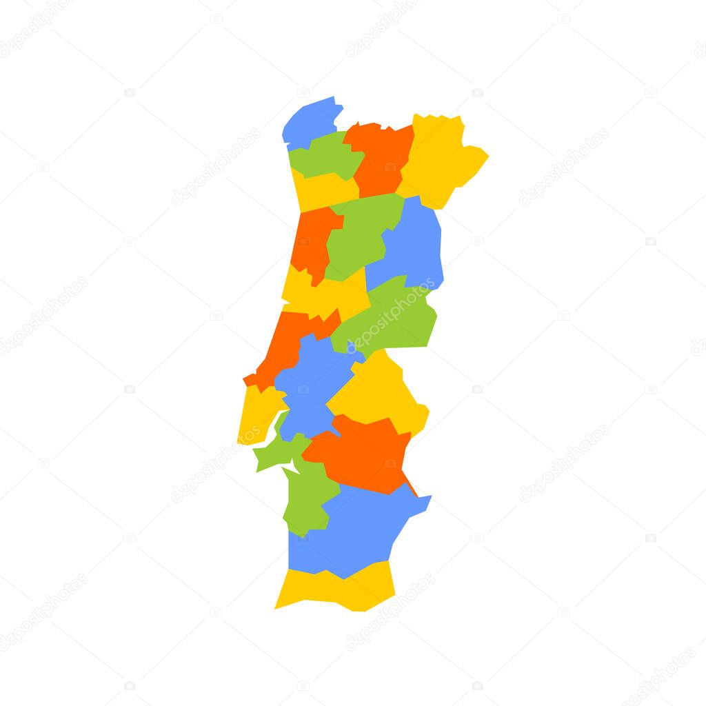 Portugal mapa político de las divisiones administrativas - distritos ...