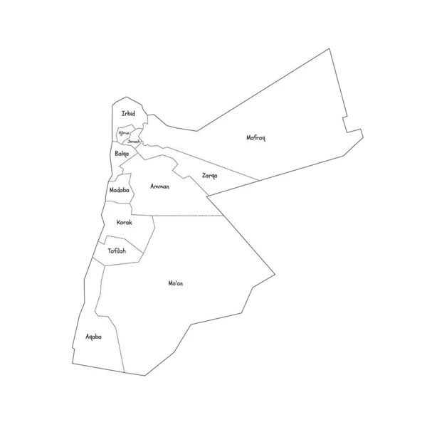 Jordan political map of administrative divisions - governorates ...