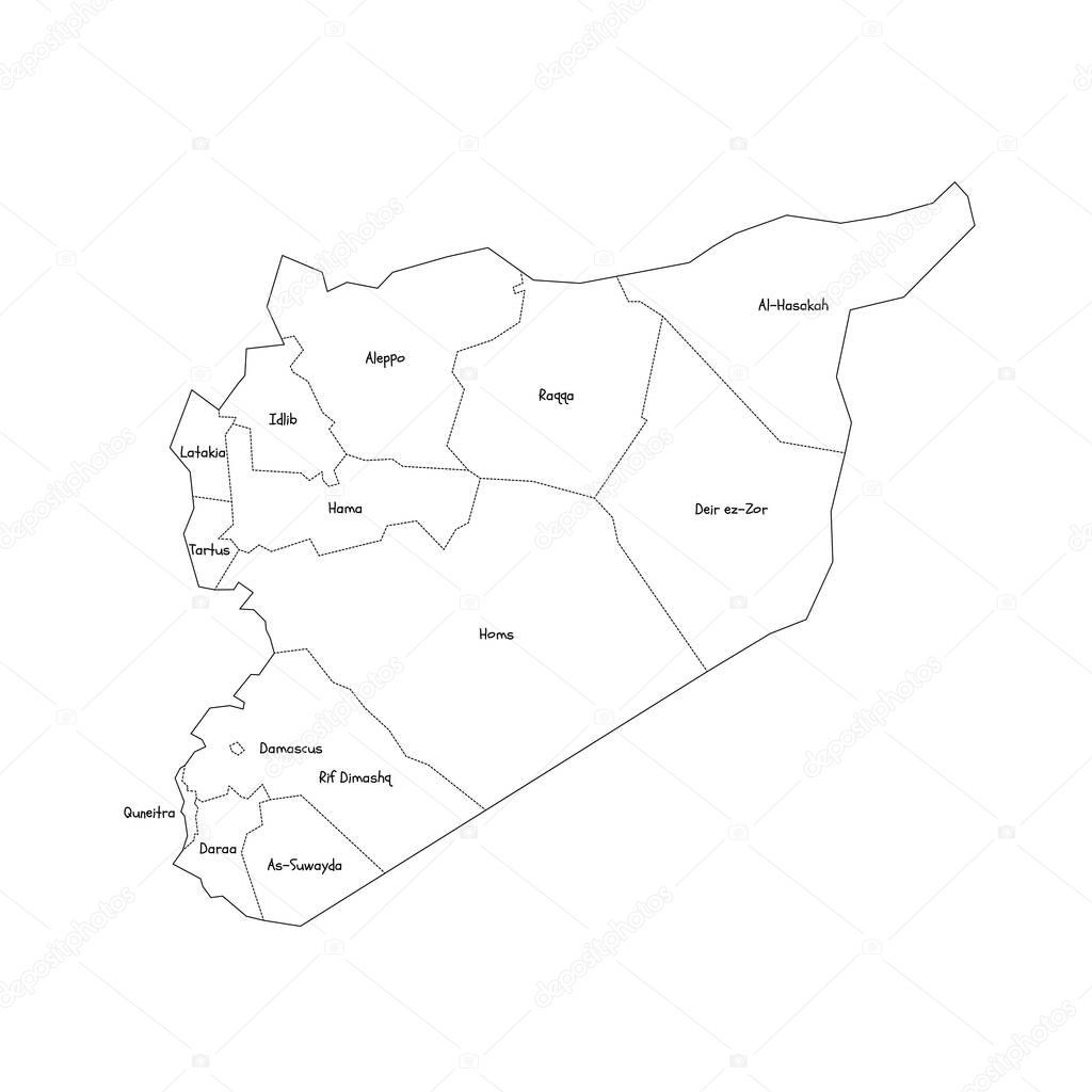 Siria mapa político de las divisiones administrativas gobernaciones ...