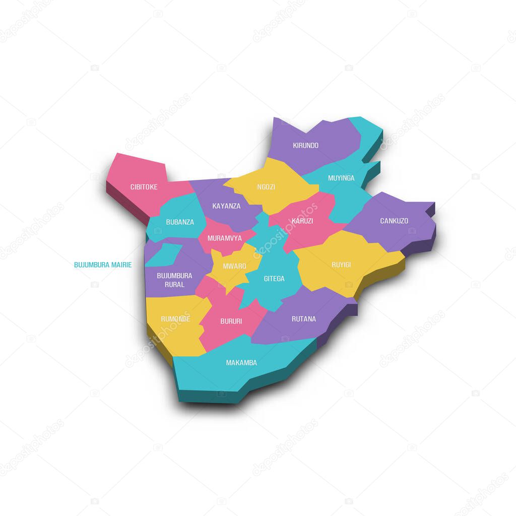Burundi political map of administrative divisions - provinces. Colorful ...